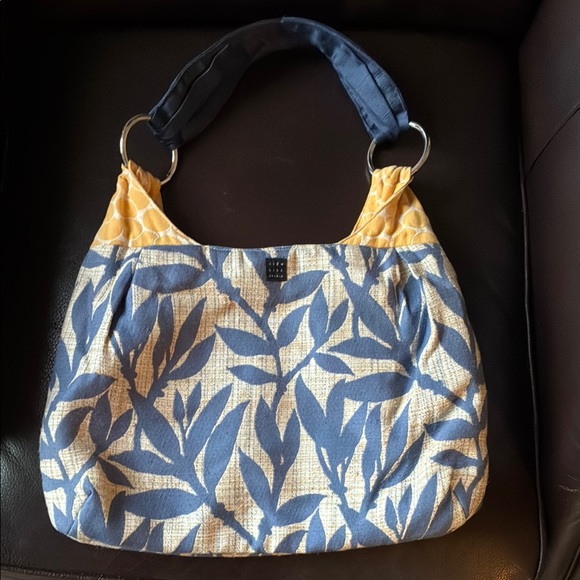 lisa lill studio | Bags | Lisa Lill Studio Stylish Blue And Yellow Leaf ...